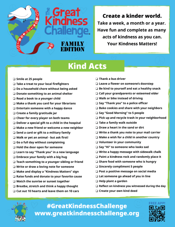 The Great Kindness Challenge – Family Edition Checklist Download Page ...